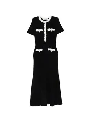 SELF-PORTRAIT Chenille Knit Midi Dress - Black