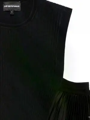 Emporio Armani Ribbed Knit Pleated Panel Sleeveless Top