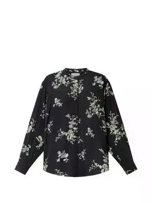 MARANT ETOILE Floral-print Pleated-shoulder Shirt - Black