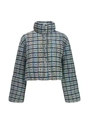 GONGDID DESIGN Tartan-pattern Padded Jacket - Blue