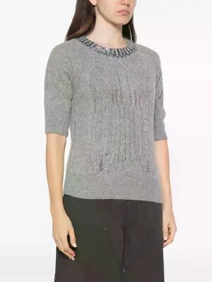 Ermanno Scervino Embellished Cable-knit Top - Grey