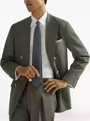Brunello Cucinelli Virgin Wool Canvas One-and-a-half Breasted Deconstructed Blazer With Metal Buttons