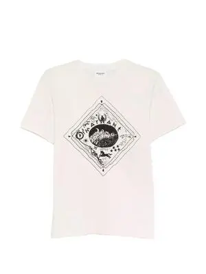 MARANT ETOILE Graphic Print Slub Texture T-shirt - Neutrals