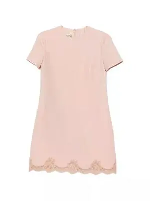 Valentino Garavani Lace-trim Shift Mini Dress - Pink
