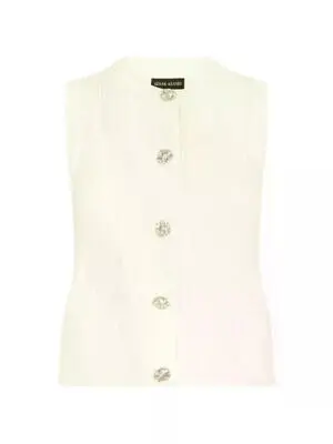 IZAAK AZANEI Ribbed-knit Button-down Cotton Gilet - Neutrals