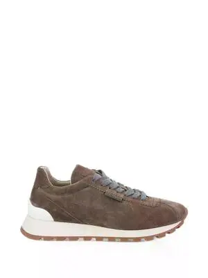 Brunello Cucinelli Monili-chain Suede Sneakers - Brown