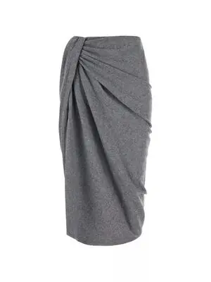 MARANT ETOILE Jeldia Draped Knot Midi Skirt - Grey
