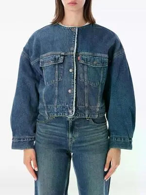 LEVI'S Faux-shearling-trim Cropped Denim Jacket - Blue