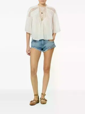 MARANT ETOILE Pleated Blouse With Crochet Trim