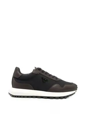 Emporio Armani Logo-plaque Panelled Sneakers - Blue