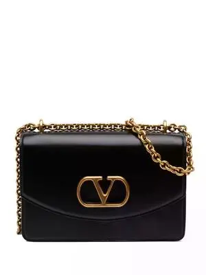 Valentino Garavani 2018-2026 Small Shiny Calfskin Vlogo Vain Crossbody Bag - Black