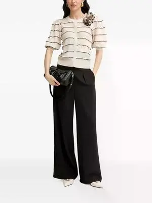 Luisa Spagnoli Ruffled Floral Appliqué Cardigan