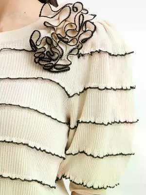 Luisa Spagnoli Ruffled Floral Appliqué Cardigan