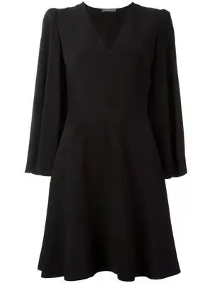 Alexander McQueen Flared Cape Dress - Black