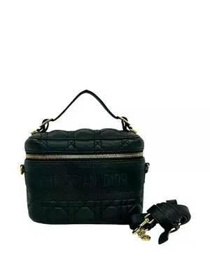 Dior 2000-2026 Small Lambskin Cannage Diortravel Vanity Case Satchel - Black
