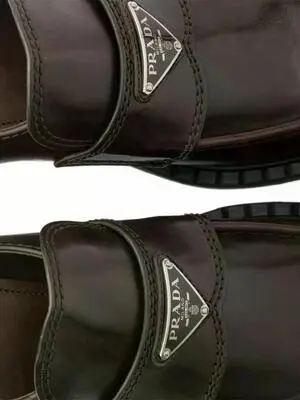 Prada Chocolate Aged Leather Loafers
