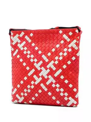 Bottega Veneta 2012-2026 Bicolor Nappa Intrecciato Crossbody Bag - Red