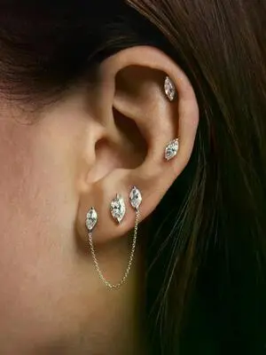 LOEV Diamond Chain-link Stud Earring - Silver