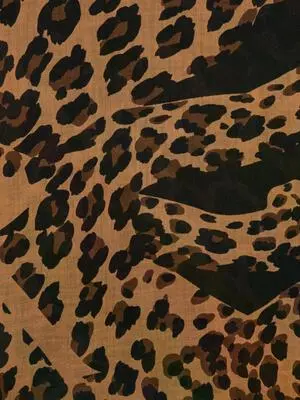 Saint Laurent Leopard-print Frayed Scarf - Black