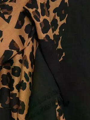 Saint Laurent Leopard-print Frayed Scarf