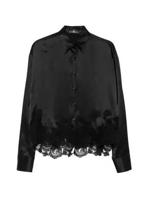 Ermanno Scervino Lace-trimmed Satin Shirt - Black