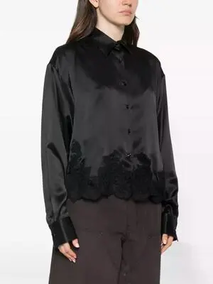 Ermanno Scervino Lace-trimmed Satin Shirt - Black