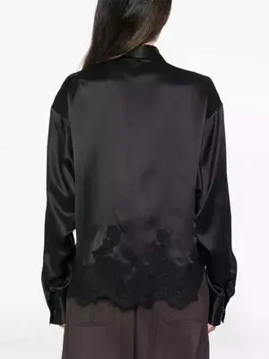 Ermanno Scervino Lace-trimmed Satin Shirt - Black