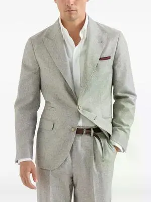 Brunello Cucinelli Silk And Cashmere Cavalry Tweed Deconstructed Blazer With Large Peak Lapels