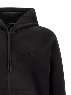 BOSS Saggy Stretch-cotton Zip-up Hoodie With Puff Logo