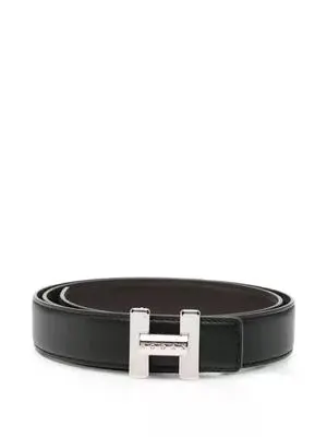 Hogan H-logo Buckle Leather Belt - Black