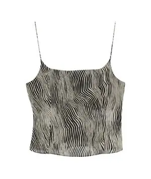 ST. AGNI Zebra Pattern Square Neck Top - Neutrals