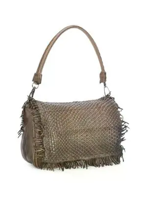 REPTILE'S HOUSE Anfora Braided Fringed Shoulder Bag - Brown