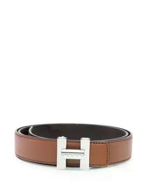 Hogan Logo-buckle Leather Belt - Brown