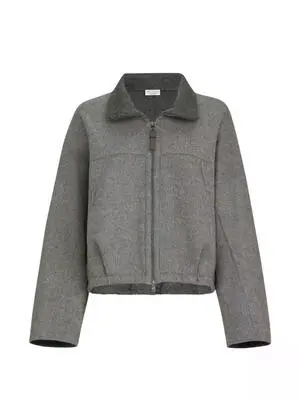 Brunello Cucinelli Virgin Wool Double Cloth Bomber Jacket - Grey