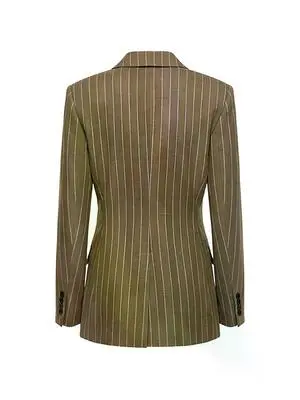Max Mara Double-breasted Pinstripe Jersey Blazer Kaki