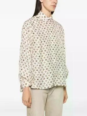 Max Mara Logo-print Tie-cuff Shirt - White