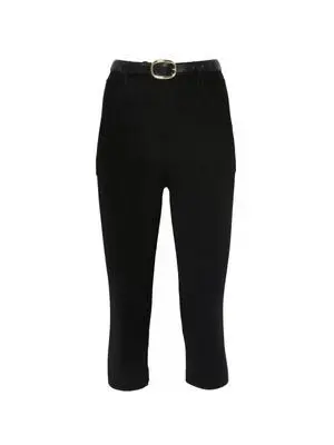 SELF-PORTRAIT Ribbed-knit Cropped Trousers - Black