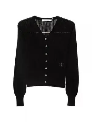 AYA MUSE Unae Pointelle-knit Cardigan - Black