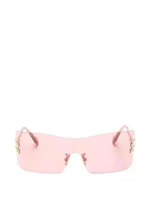 Miu Miu Logo-plaque Geometric-frame Sunglasses - Pink
