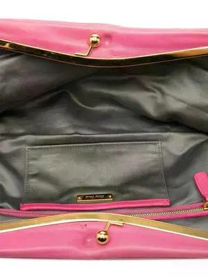 Miu Miu Pleated Nappa Frame Clutch Bag - Pink