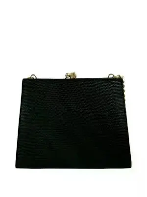 FERRAGAMO Lizard Embossed Leather Vara Chain Crossbody Bag
