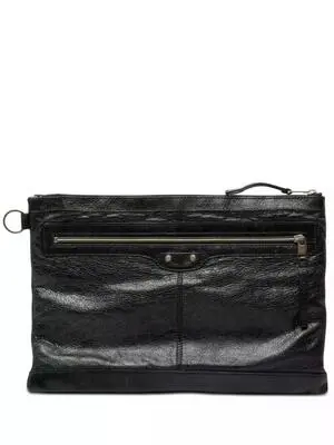 Balenciaga 2015 Lambskin Motocross Classic Clip L Clutch Bag - Black