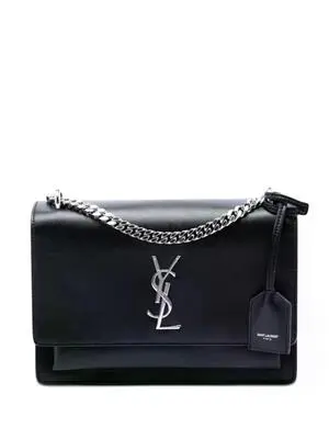 Saint Laurent 2019 Medium Calfskin Monogram Sunset Crossbody Bag - Black