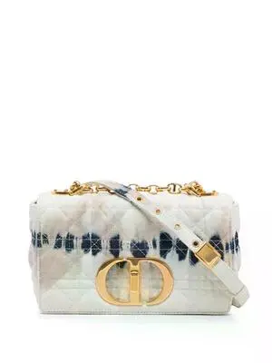 Dior 2021 Small Tie Dye Denim Caro Crossbody Bag - White