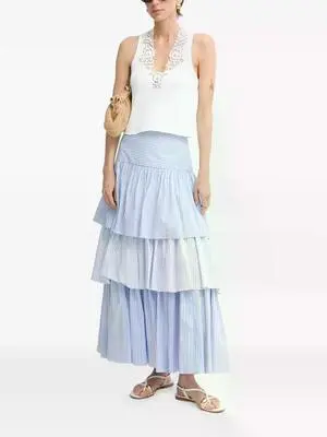 Luisa Spagnoli Striped Tiered Maxi Skirt