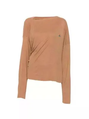 VIVIENNE WESTWOOD Orb Embroidered Long Sleeve T-shirt - Brown
