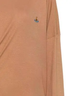 VIVIENNE WESTWOOD Orb Embroidered Long Sleeve T-shirt - Brown