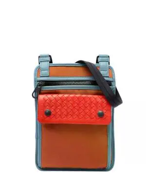 Bottega Veneta Nylon Crossbody Bag With Leather Trim - Orange