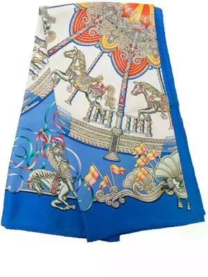 Hermès 1980-2010 Luna Park Silk Scarf 90 Scarves - Blue