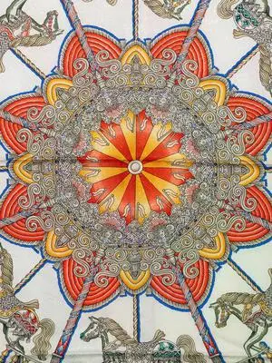 Hermès 1980-2010 Luna Park Silk Scarf 90 Scarves - Blue